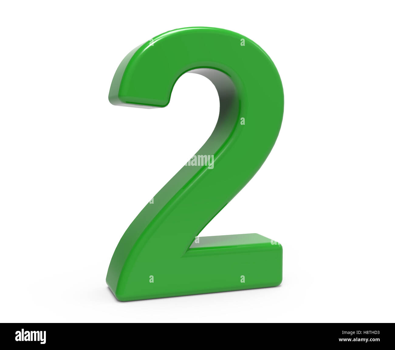 left leaning 3d rendering green number 2 isolated white background ...