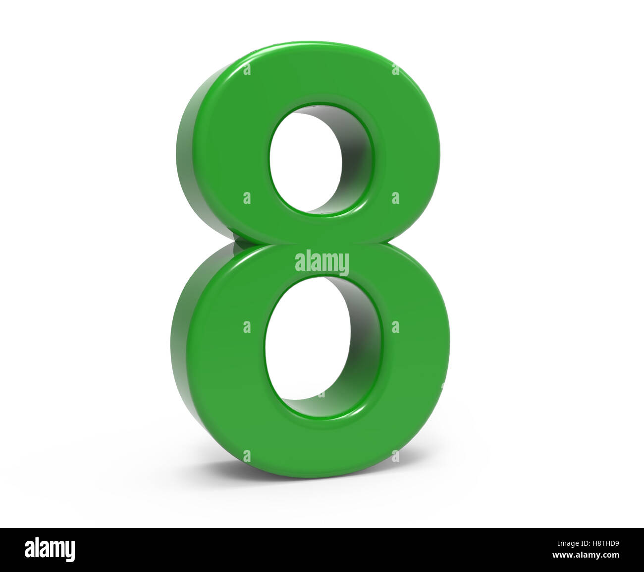 left leaning 3d rendering green number 8 isolated white background ...