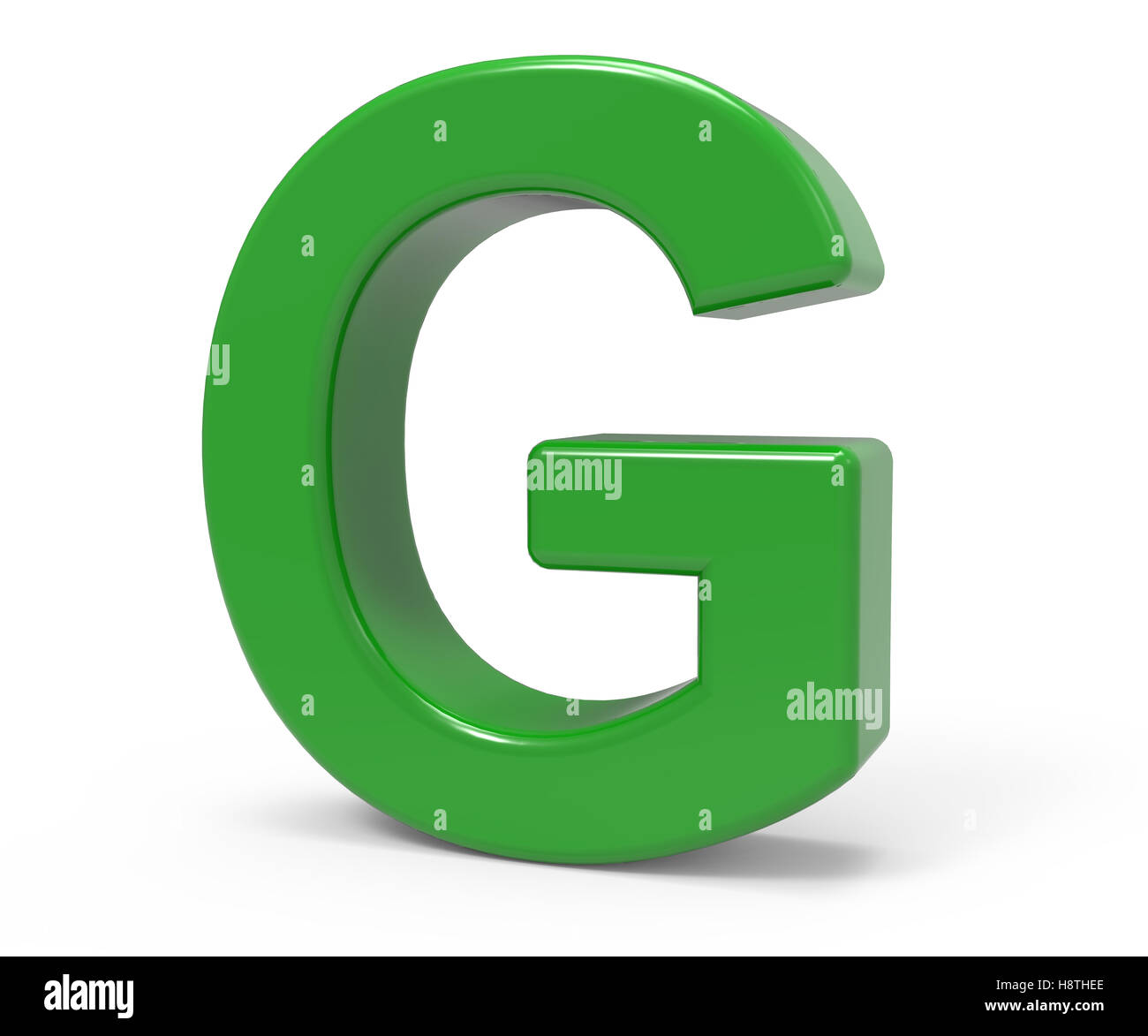 right leaning 3d rendering green letter G isolated white background ...