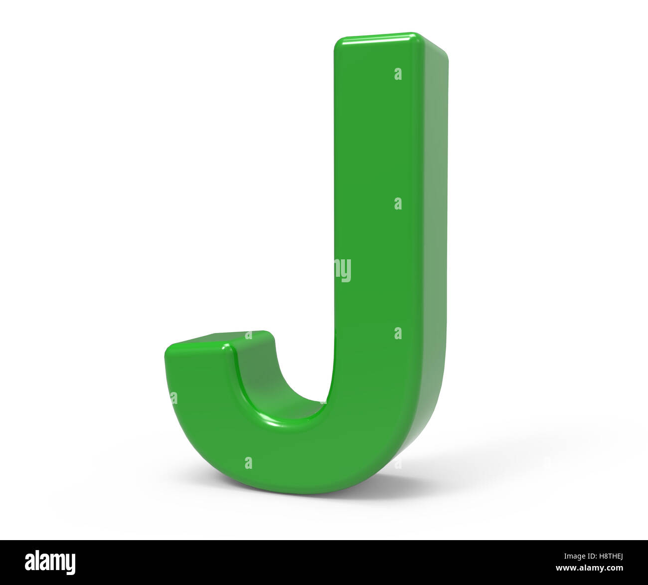 right leaning 3d rendering green letter J isolated white background ...