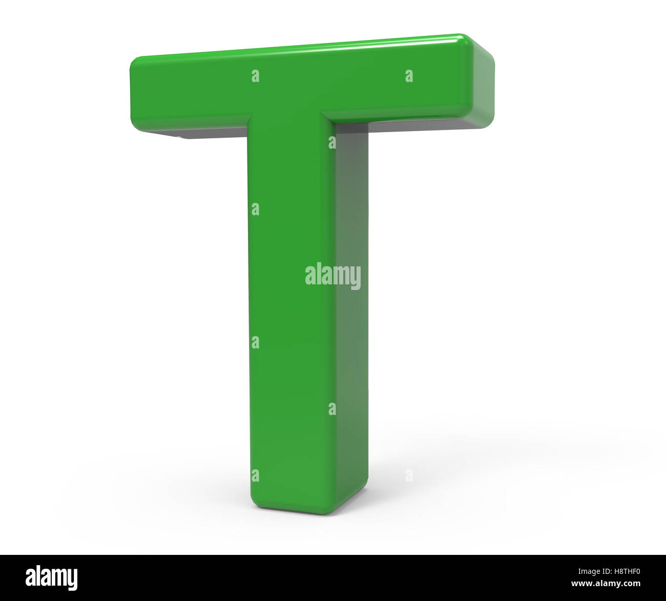 right leaning 3d rendering green letter T isolated white background ...