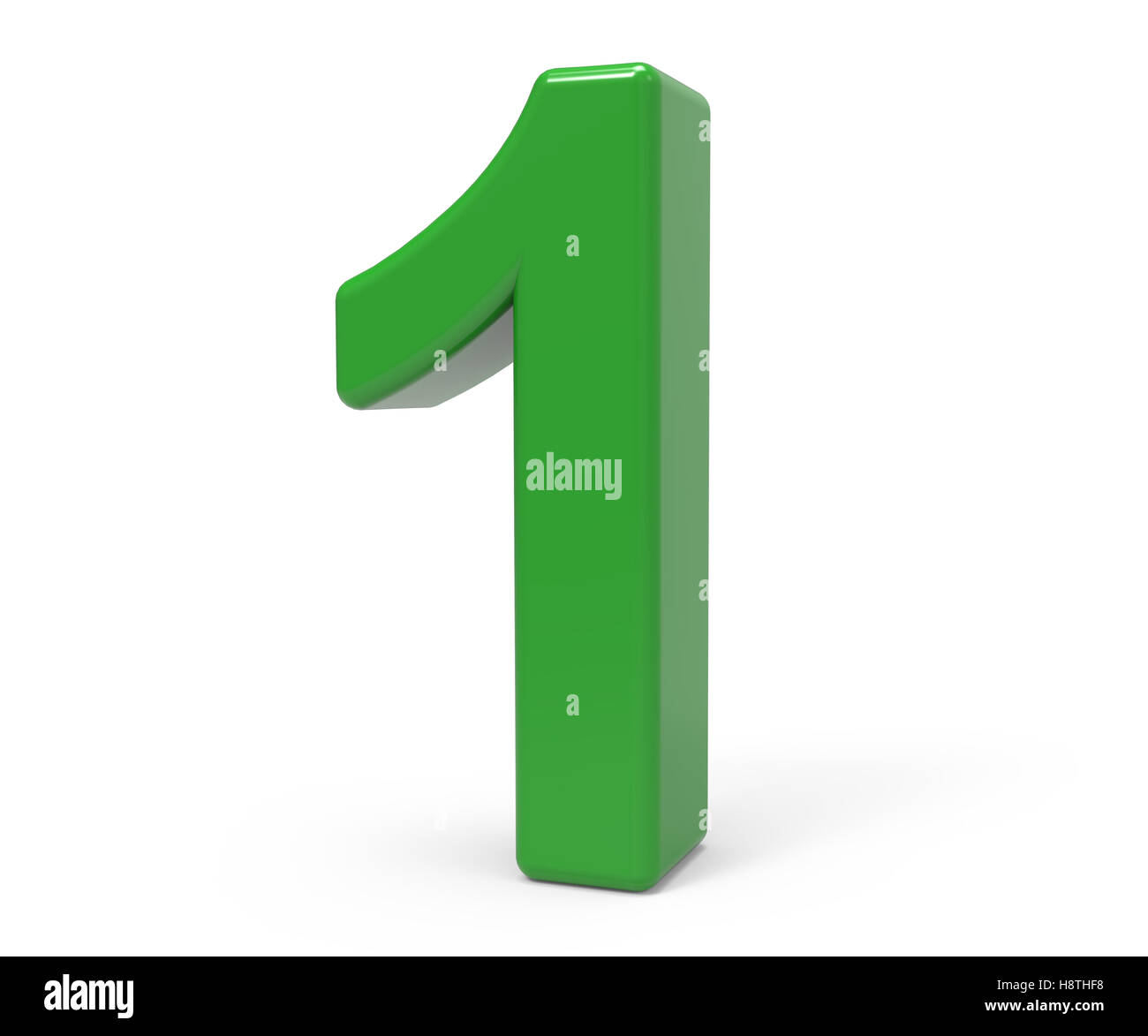 right leaning 3d rendering green number 1 isolated white background ...