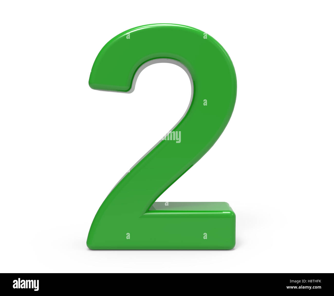 3d rendering green number 2 isolated white background Stock Photo - Alamy