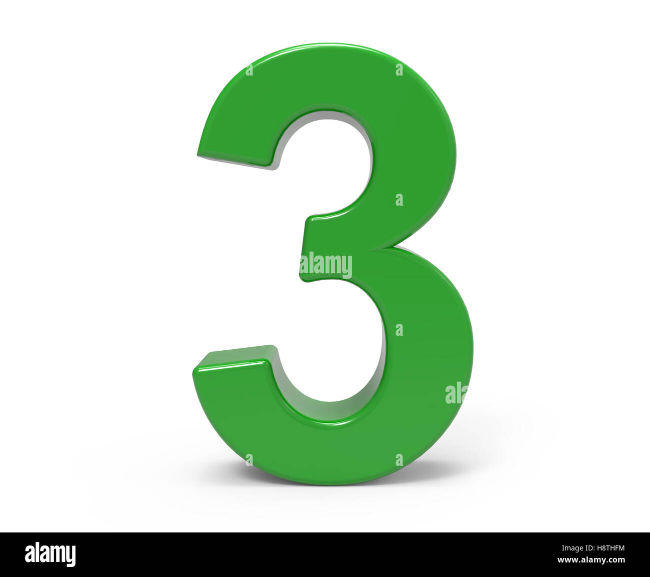 3d rendering green number 3 isolated white background Stock Photo - Alamy