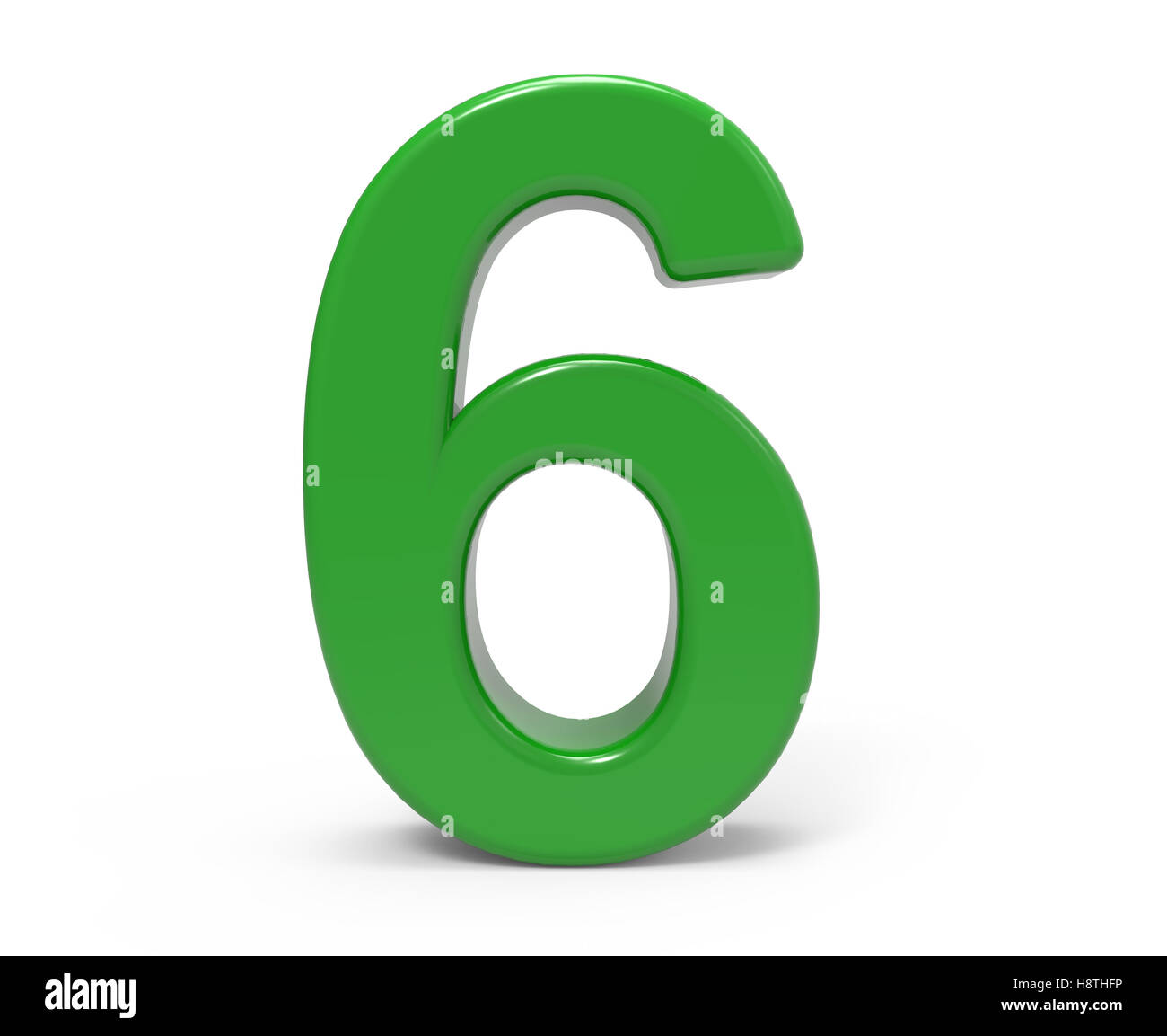 3d rendering green number 6 isolated white background Stock Photo - Alamy