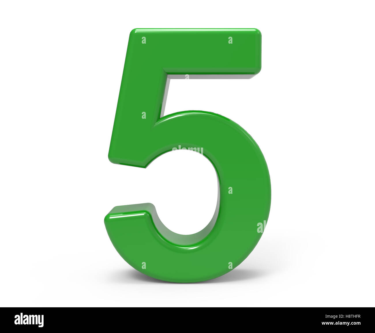 3d rendering green number 5 isolated white background Stock Photo - Alamy