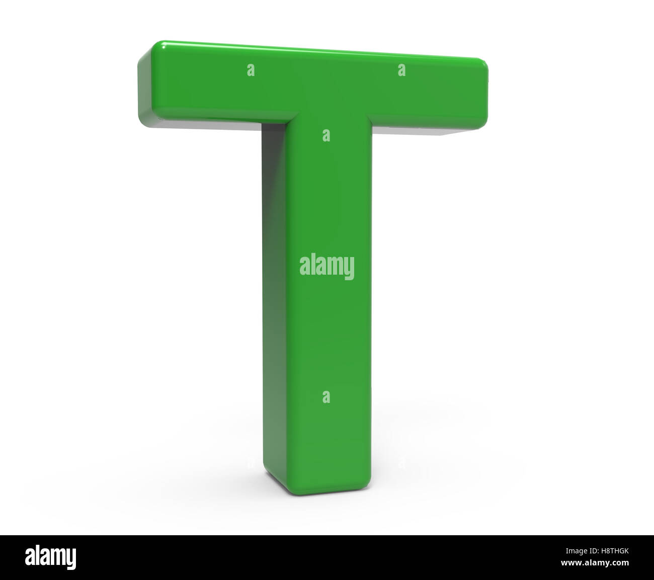 left leaning 3d rendering green letter T isolated white background ...