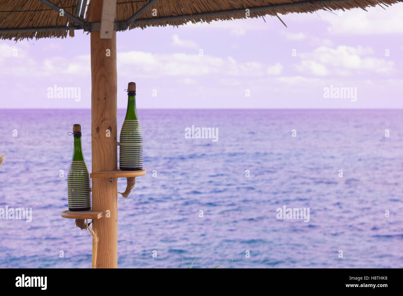 wine bottles display at beach Stock Photo - Alamy