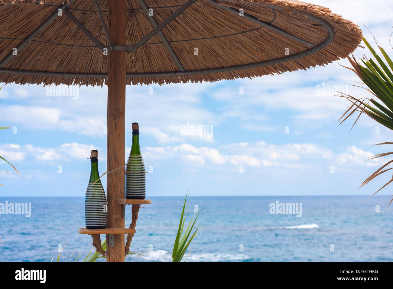 wine bottles display at beach Stock Photo - Alamy