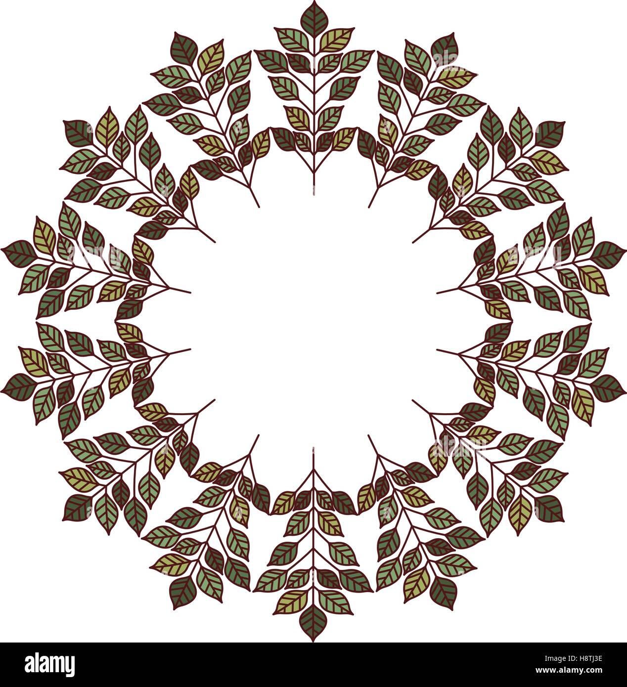 Leaves crown icon. Decoration rustic garden floral nature plant and ...