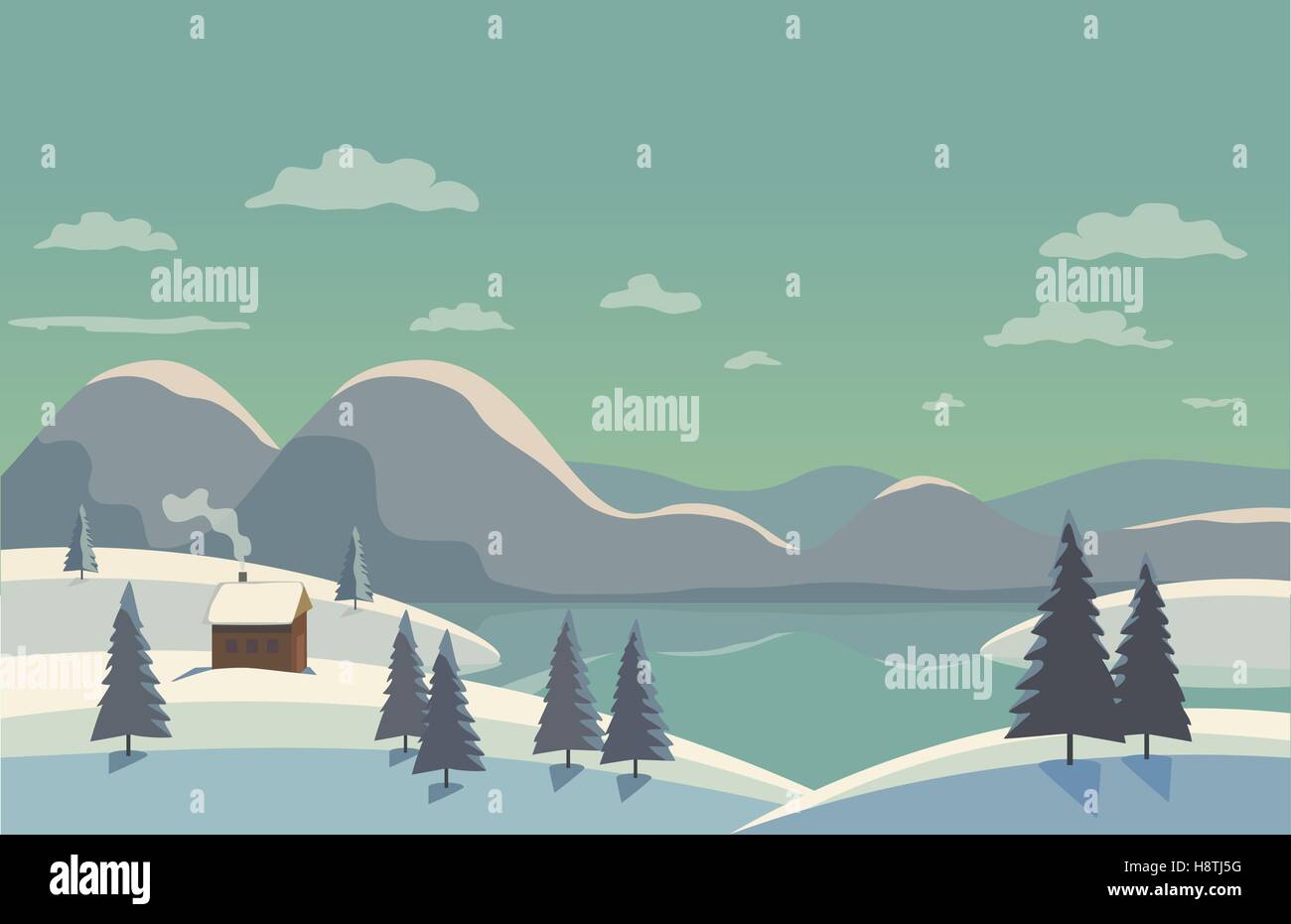 Winter nature landscape Stock Vector Image & Art - Alamy