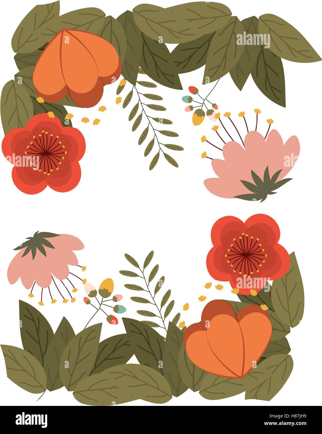 Flowers frame icon. Decoration rustic garden floral nature plant and ...