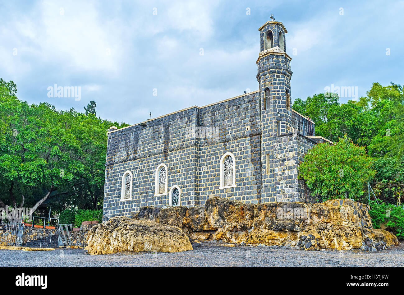 The Church of the Primacy of St Peter stands on the limestone rock ...