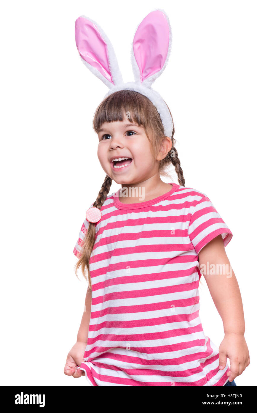 Little girl with rabbit ears Stock Photo - Alamy