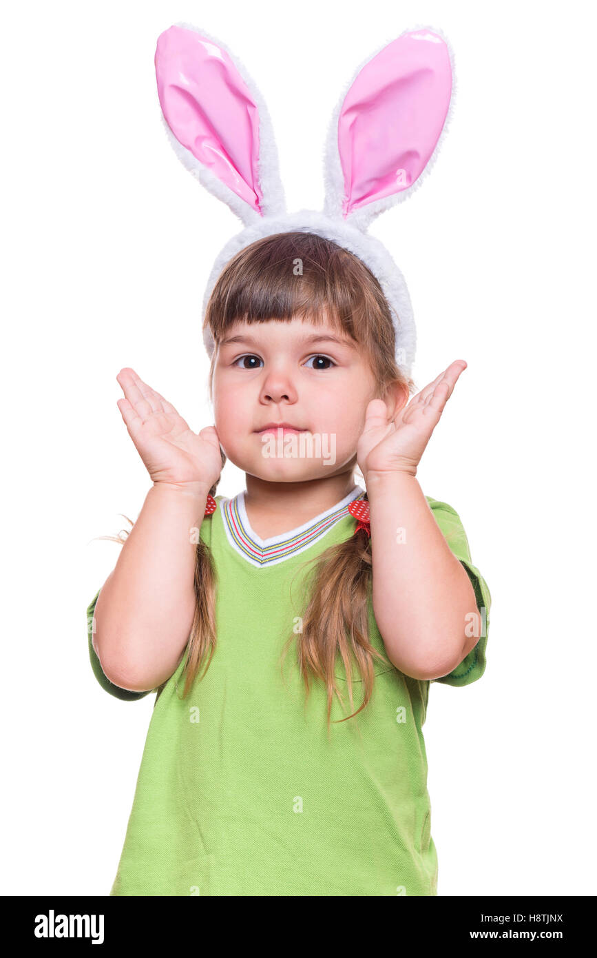 Little girl with rabbit ears Stock Photo - Alamy