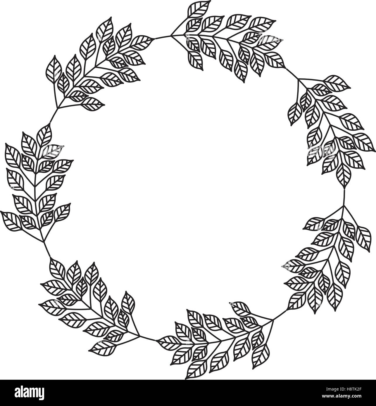 Leaves crown icon. Decoration rustic garden floral nature plant and ...