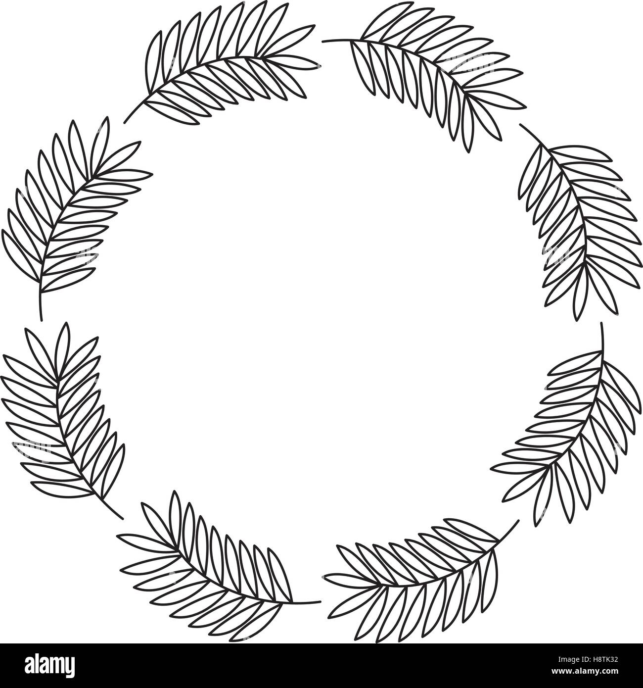 Leaves crown icon. Decoration rustic garden floral nature plant and ...