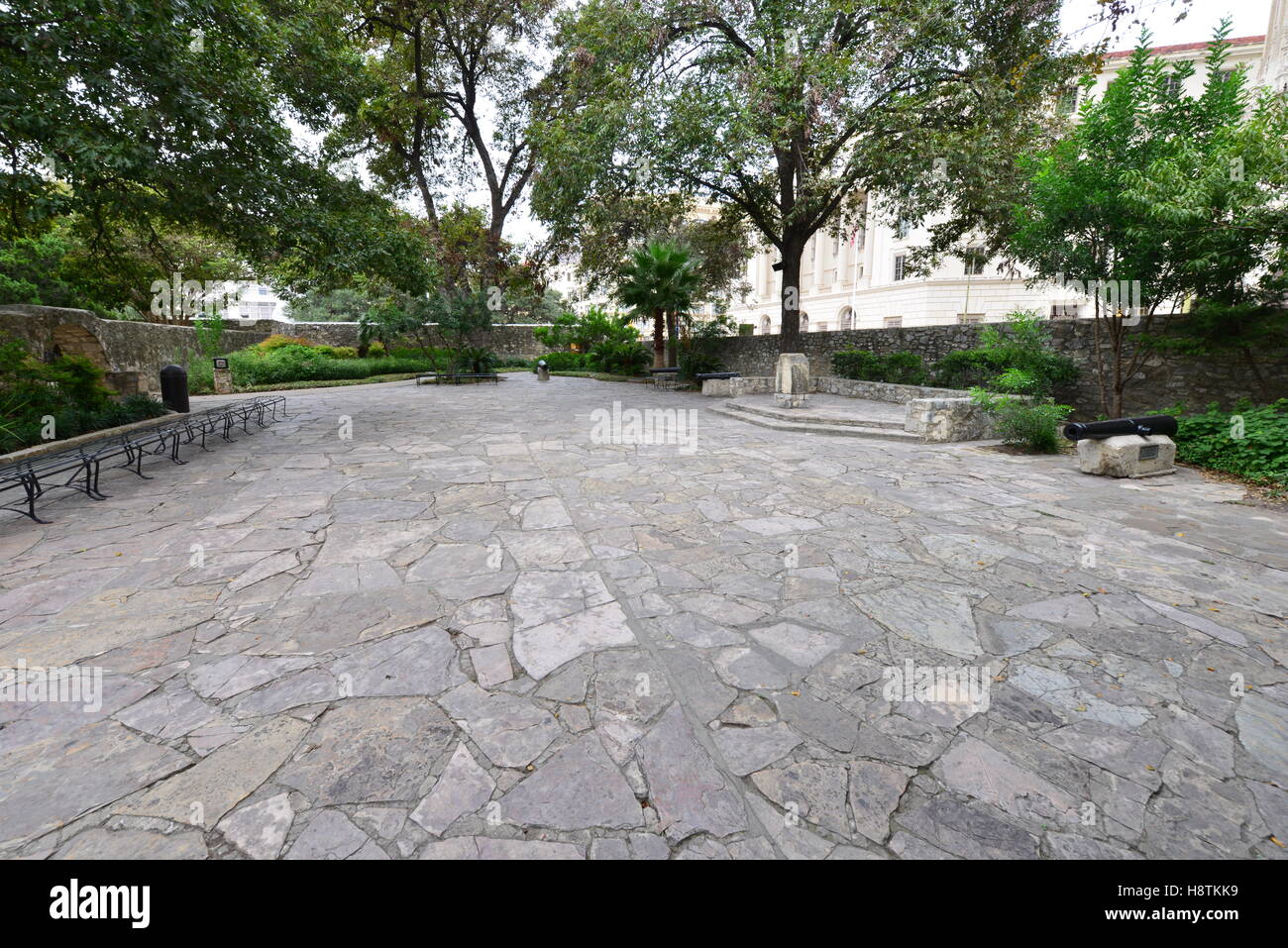 The inner courtyard at the Alamo at San Antonio in Texas Stock Photo ...