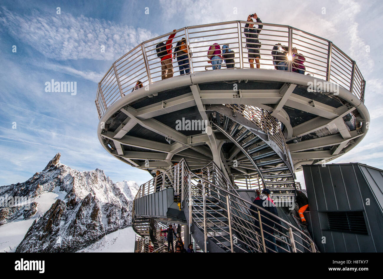 The panoramic roof terrace above the flagship station Helbronner ...