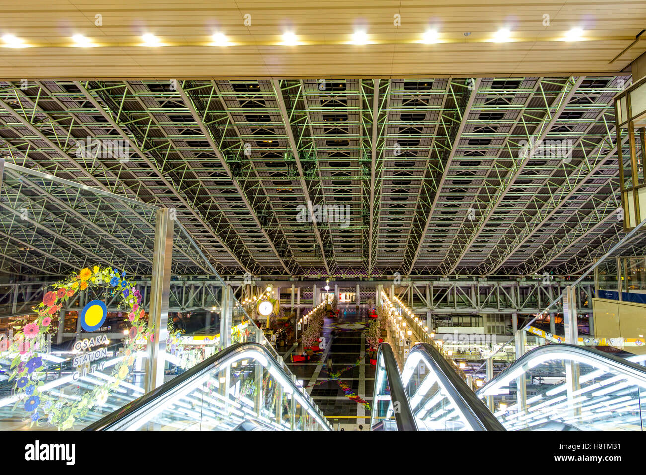 Japan, Osaka, Osaka Station City. Railway station. Interior of station ...