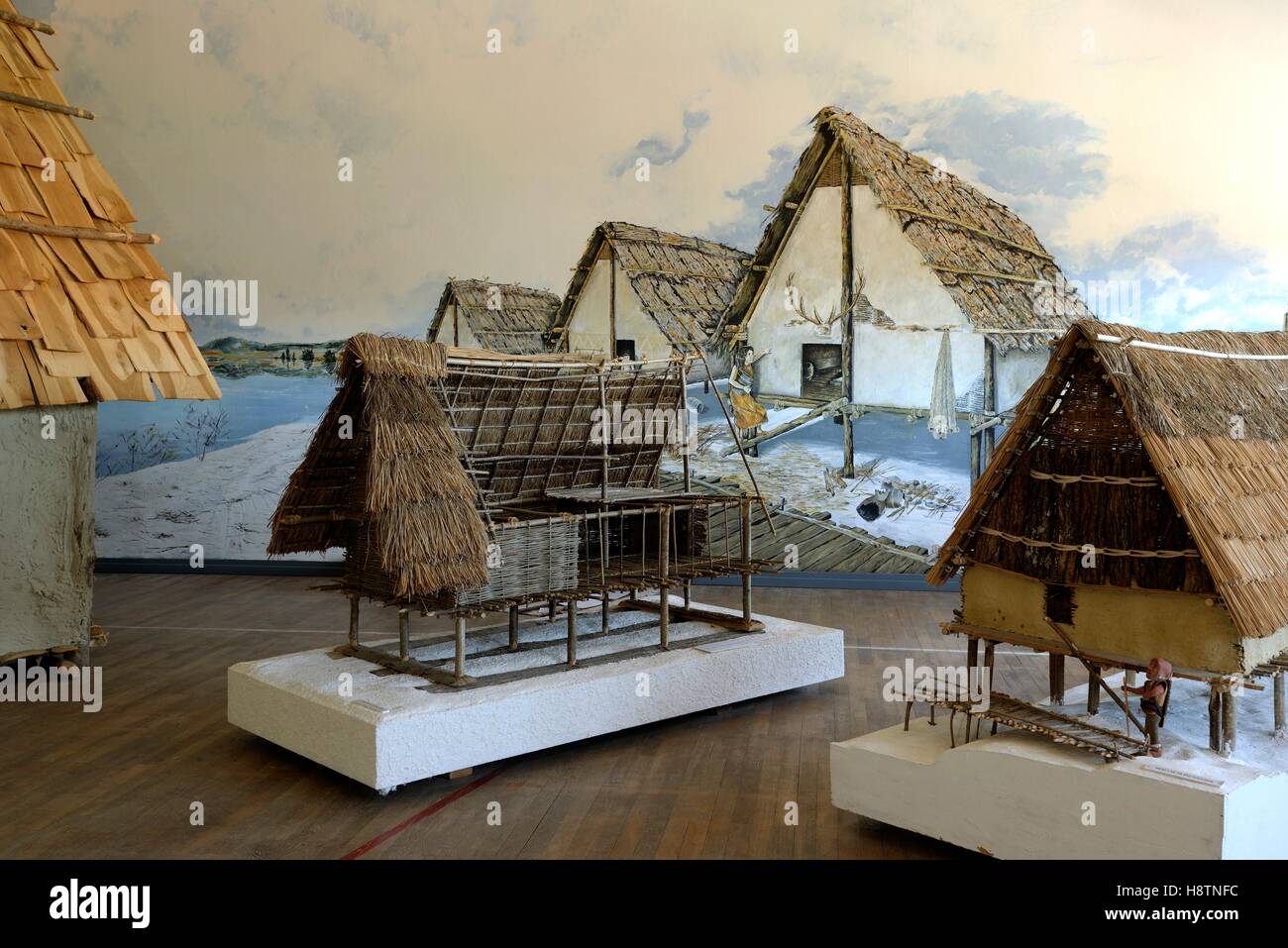 Exhibition on the life of Neolithic men , Clairvaux-les-Lacs , at the ...