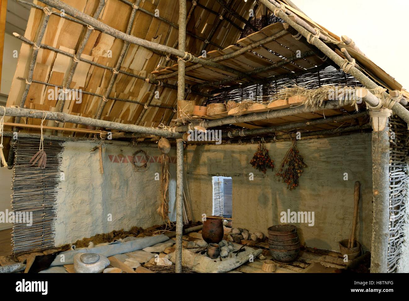 Exhibition on the life of Neolithic men , Clairvaux-les-Lacs , at the ...