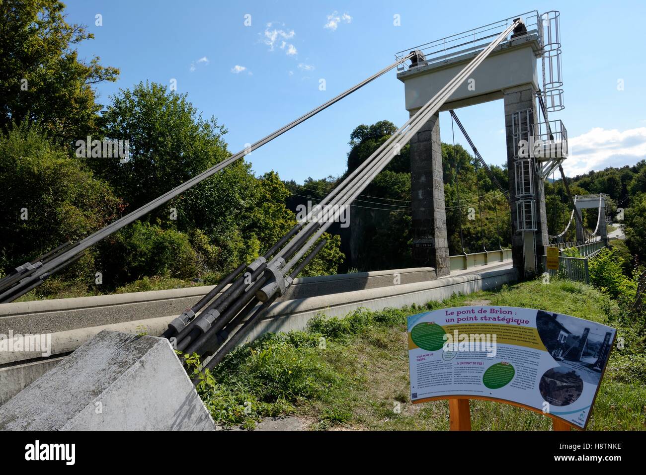 Brion suspension bridge , built in 1854 on the river Ebron between Mens ...