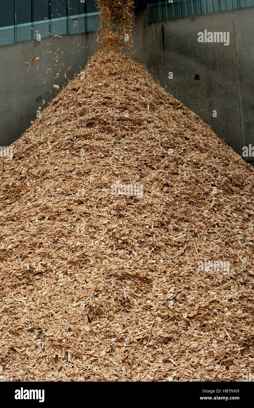 Sawmill waste used as fuel in the wood boiler heating company and ...