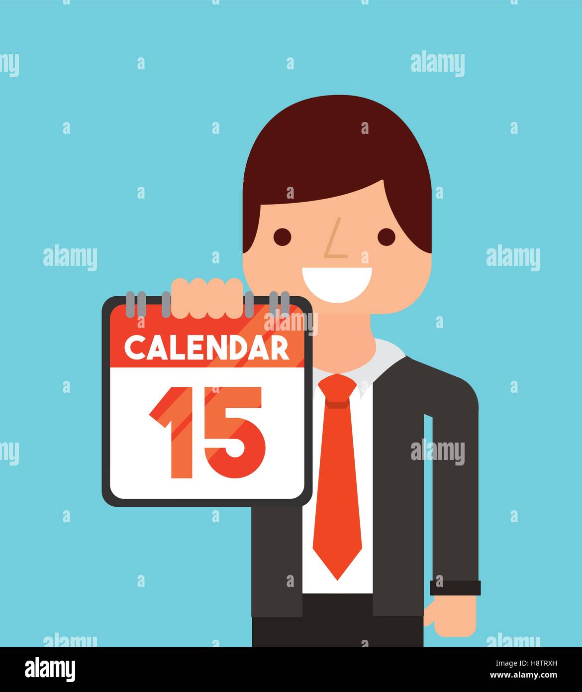 cartoon man holding a calendar over blue background. tax design. vector ...