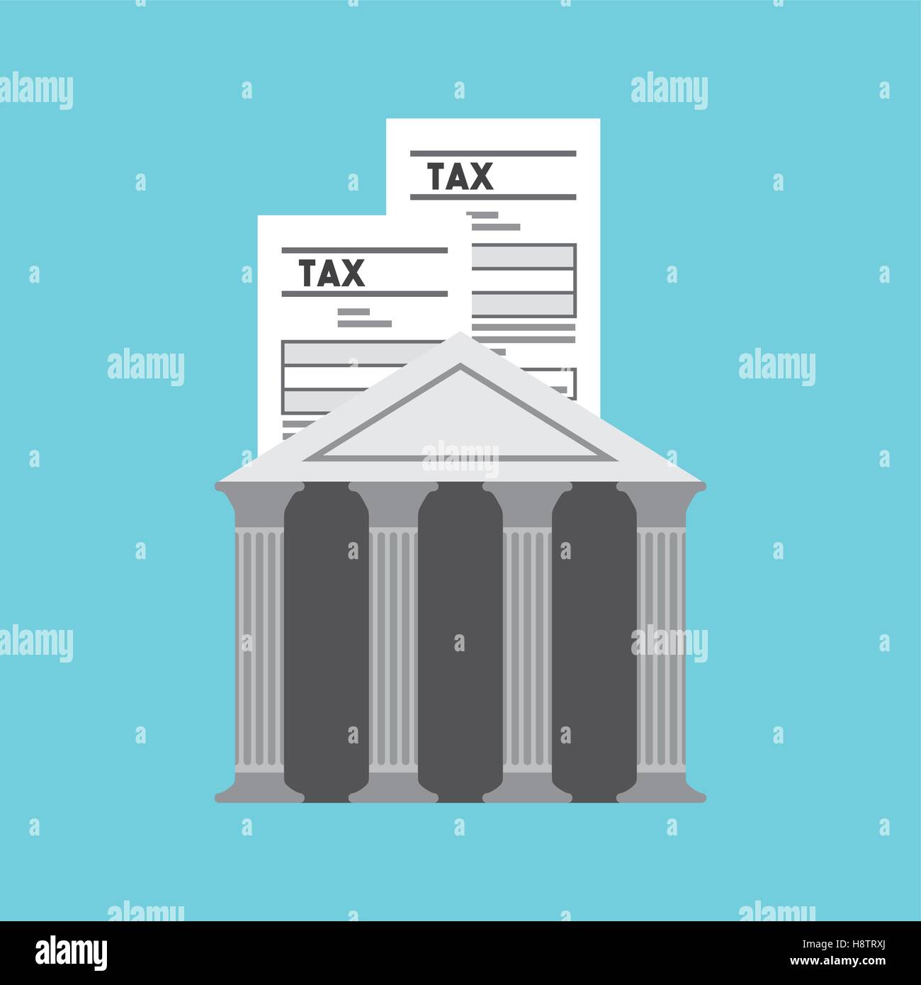 bank icon and tax documents over blue background. tax time design ...