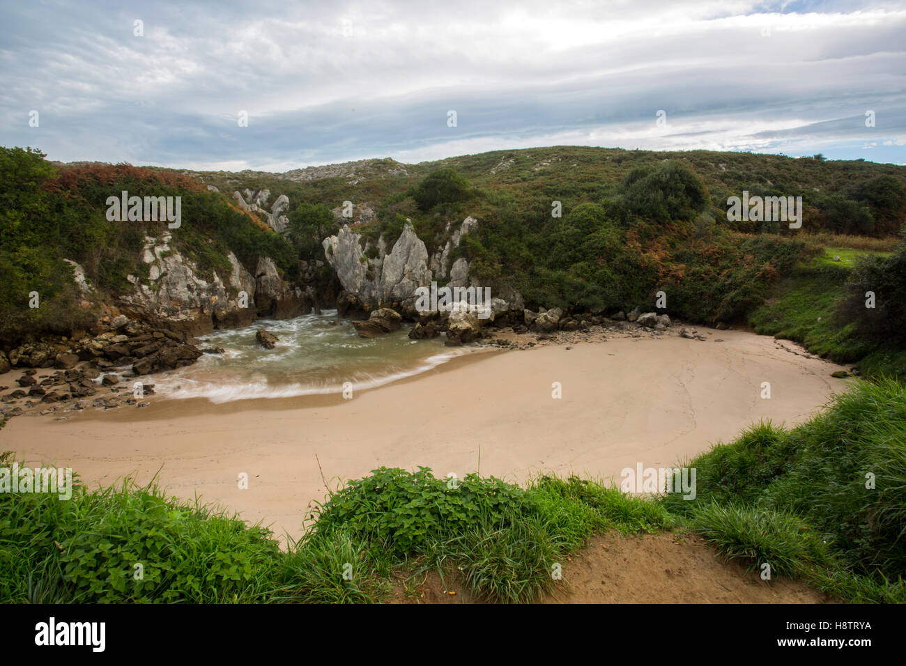 Gulpiyuri beach. Llanes-Asturias (Spain Stock Photo - Alamy