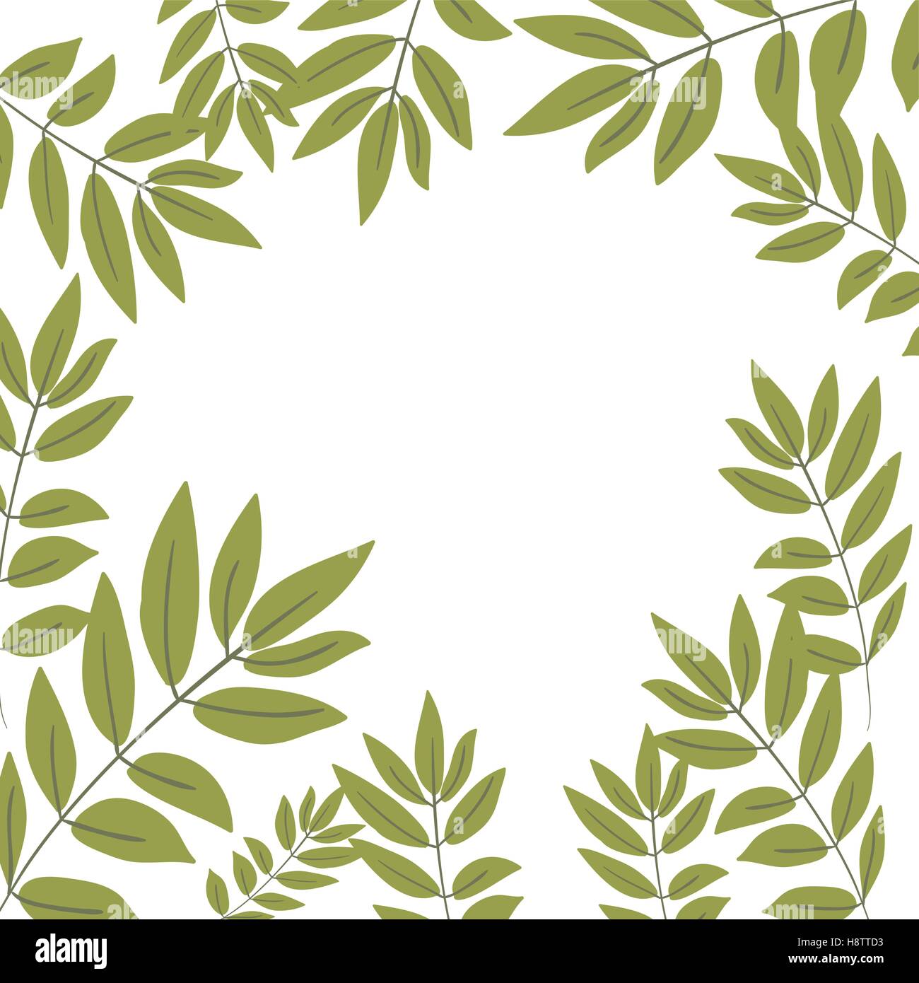 Leaves frame icon. Decoration rustic garden floral nature plant and ...