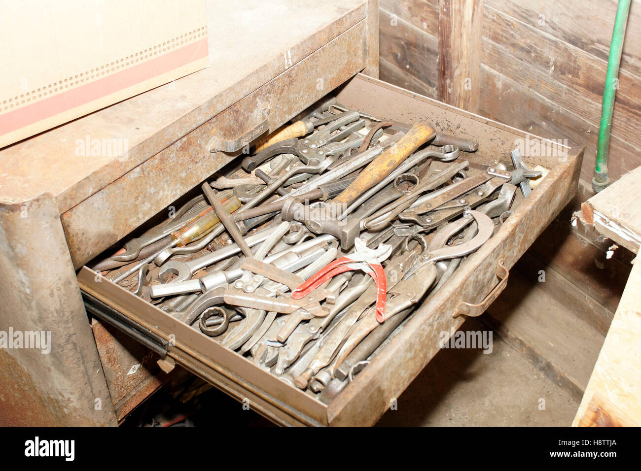 Drawer full of old tools Stock Photo - Alamy