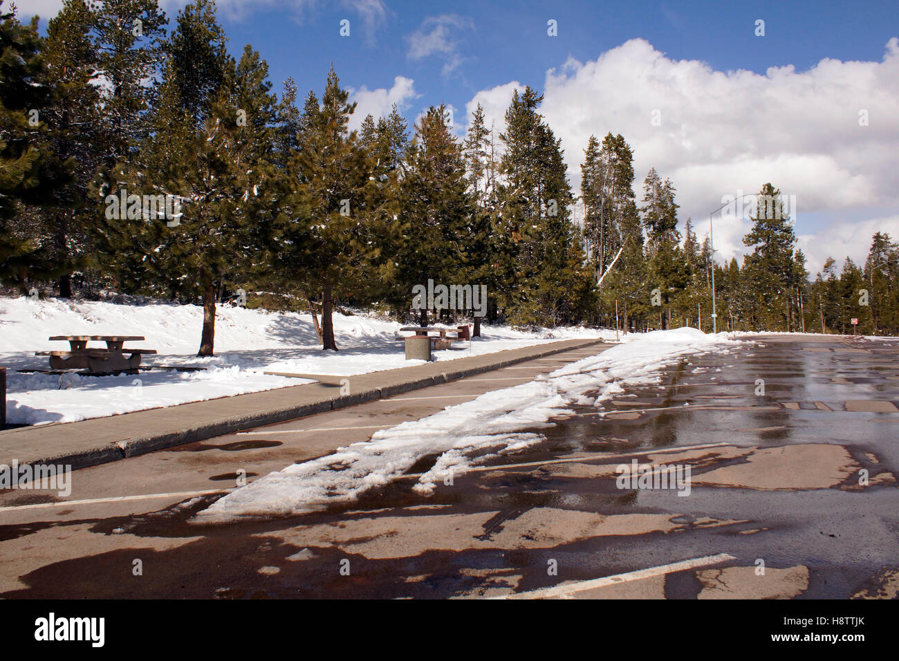 Winter Scene showing a Highway Rest Area Stock Photo - Alamy