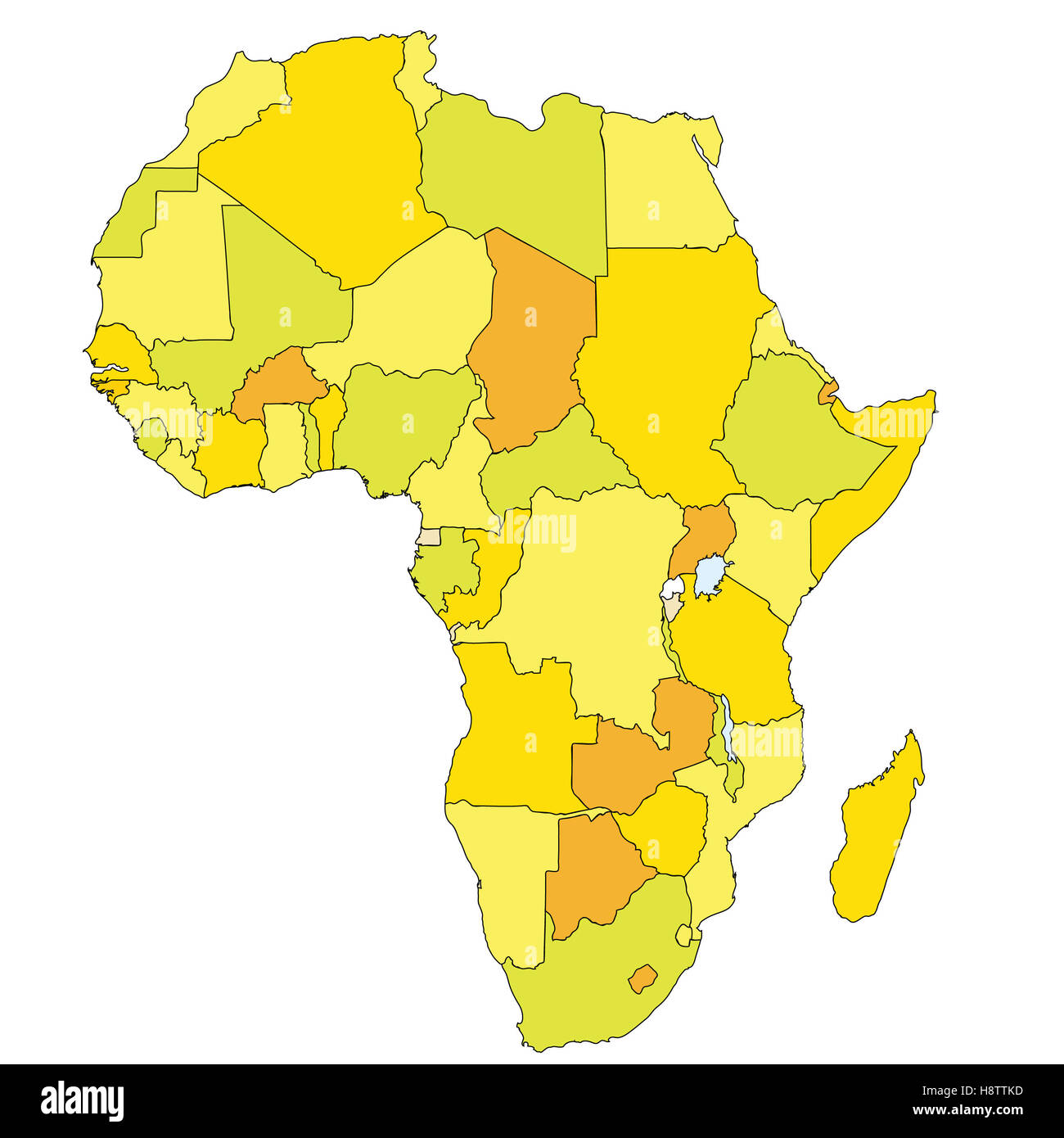 political map of africa with country territories in different colors ...