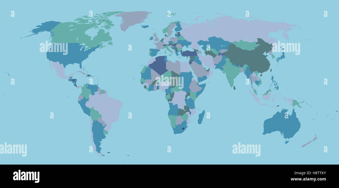 political map of world with country territories in different colors ...