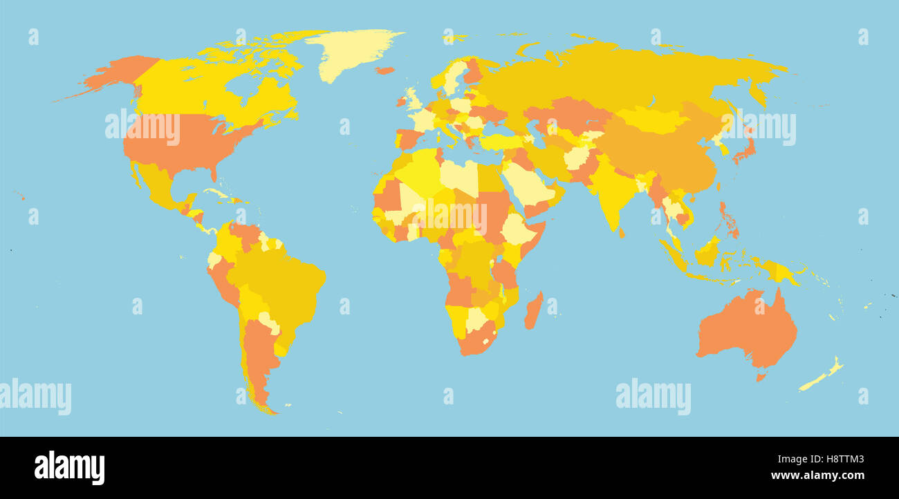 political map of world with country territories in different colors ...