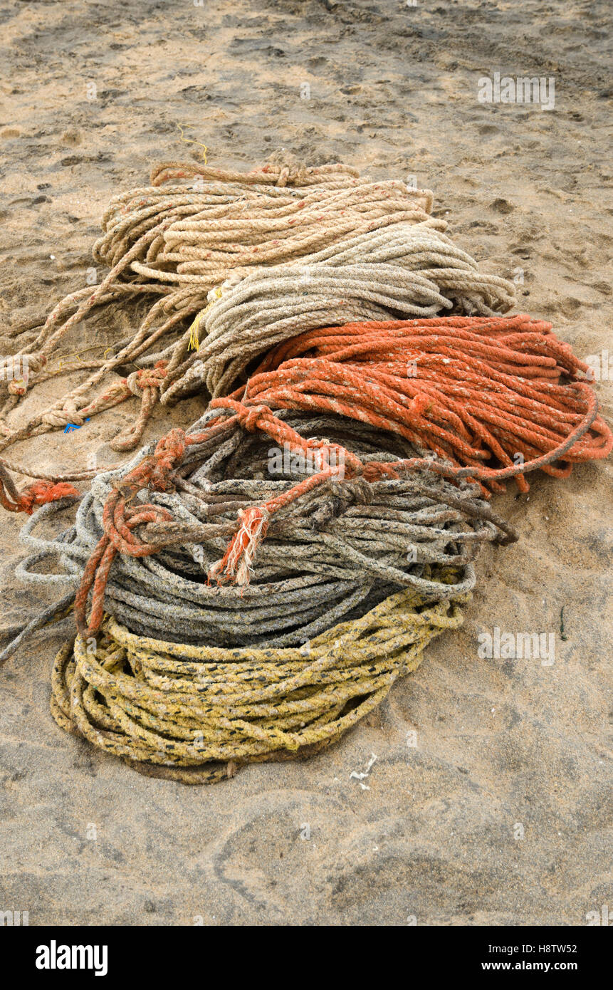 Fishing ropes, Varkala, Kerala, South India Stock Photo - Alamy