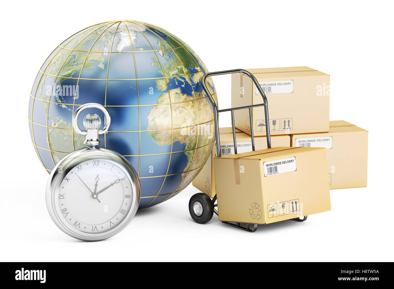 fast shipping and delivery around the World concept, 3D rendering ...