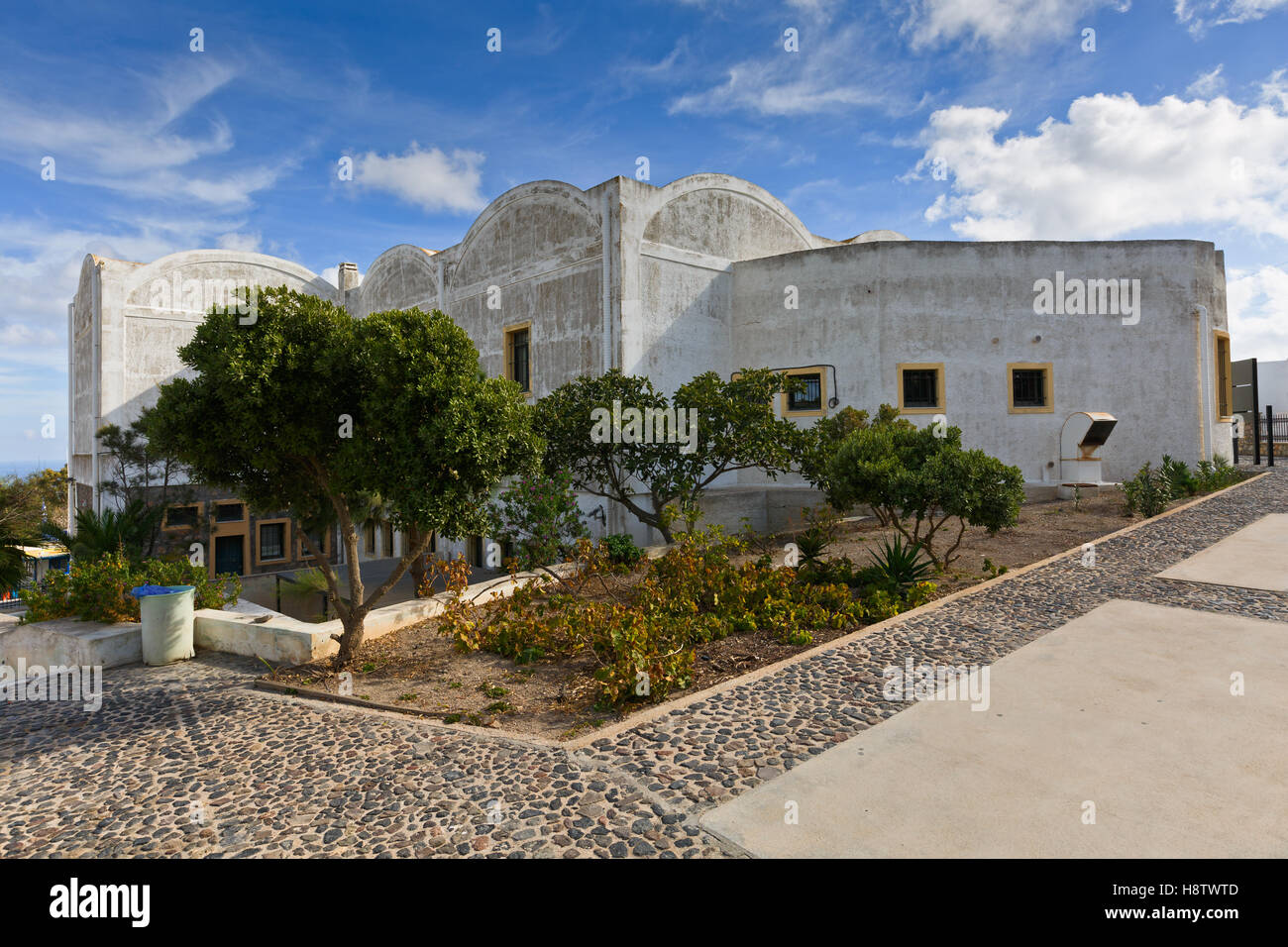 Building of the Museum of Prehistoric Thera in Fira, Santorini Stock ...