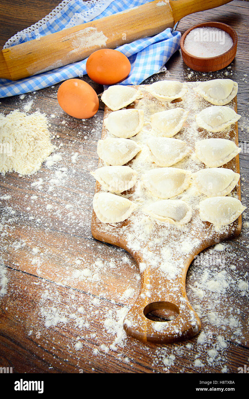 Raw Homemade dumplings, Russian Pelmeni Stock Photo - Alamy