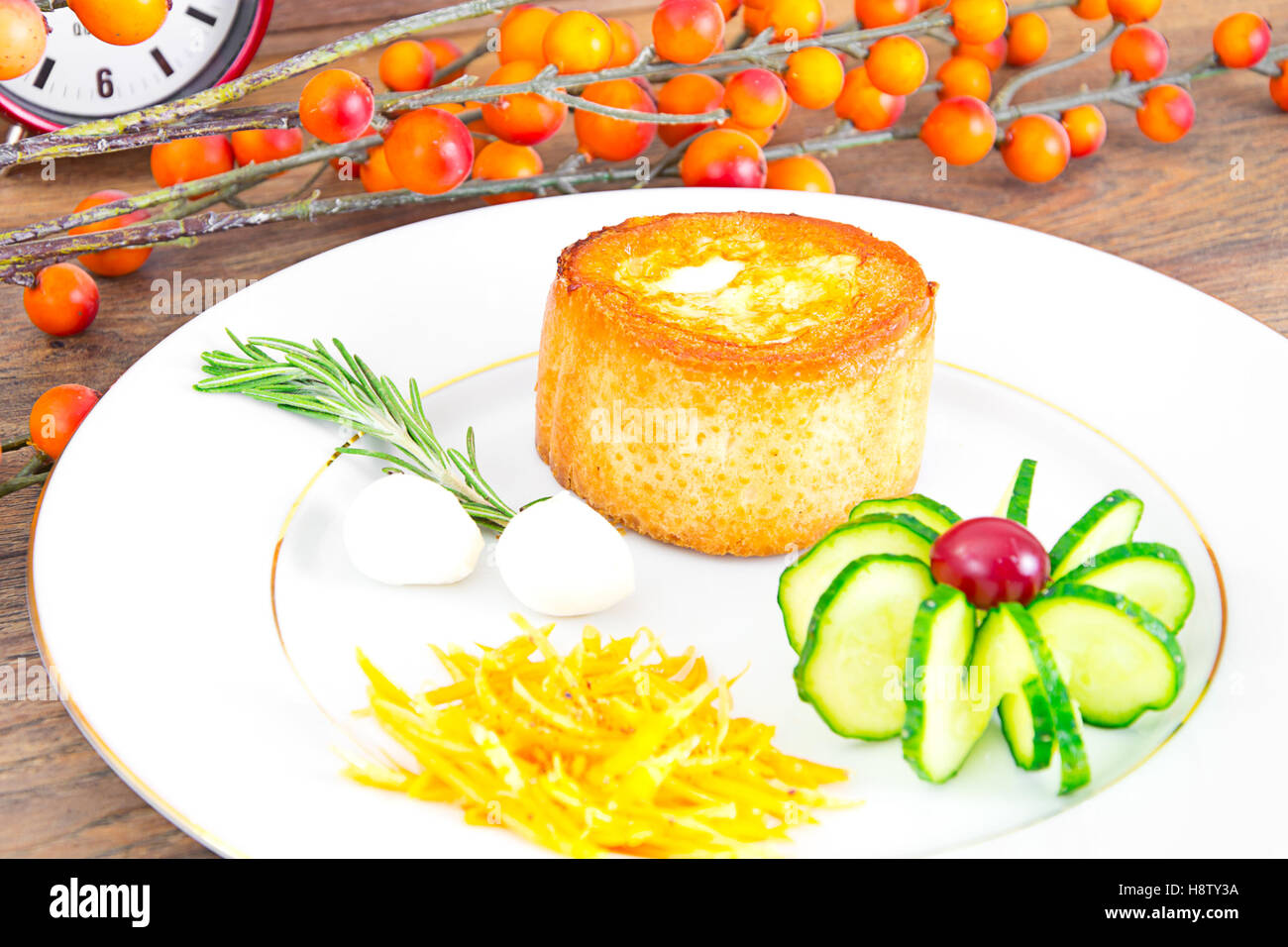 Breakfast with Egg in Fondant Baguette Stock Photo - Alamy