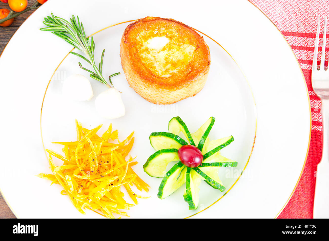 Breakfast with Egg in Fondant Baguette Stock Photo - Alamy