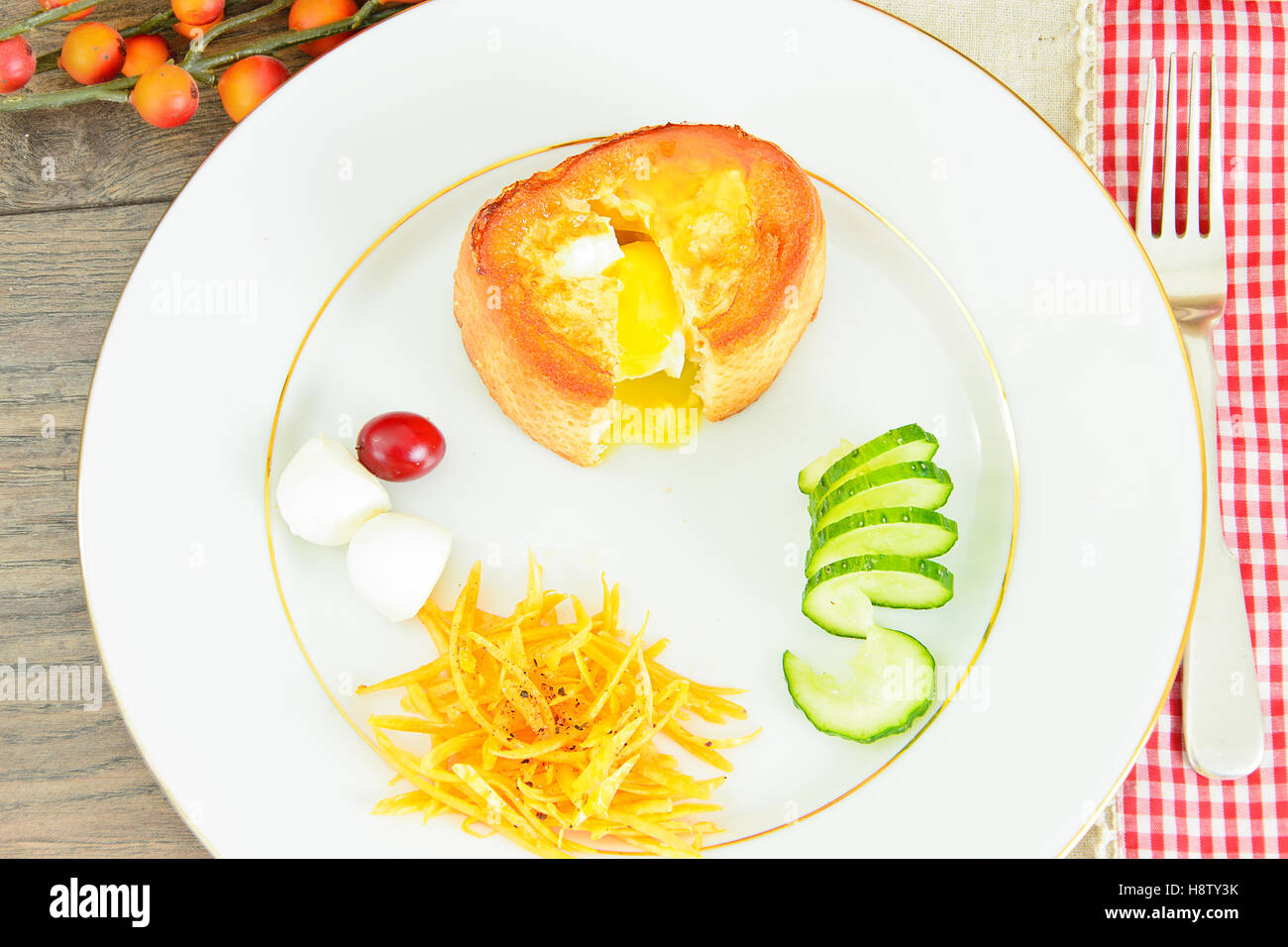 Diet and Healthy Eating: Breakfast with Eggs in Fondant Baguette Stock ...