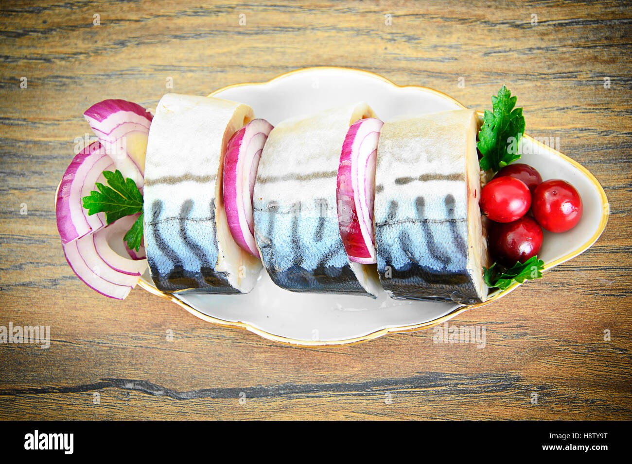 Salt Marinated Mackerel with Cranberries and Spices Stock Photo - Alamy