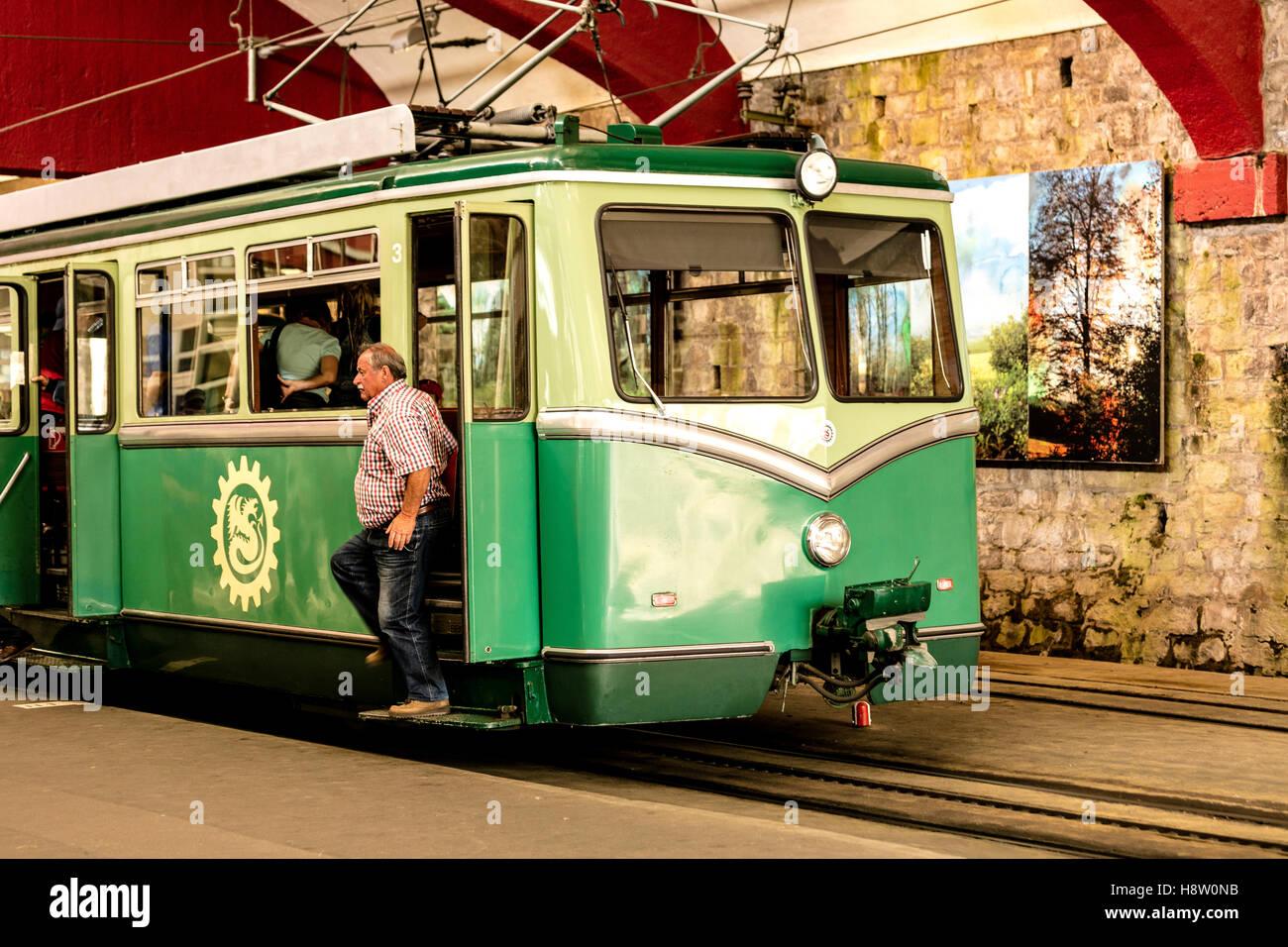 Drachenfels funicular railway carriage, North Rhine Westphalia, Germany ...