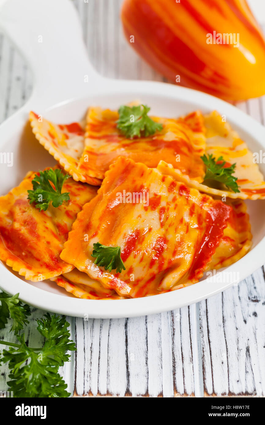 Roasted Bell Pepper Ravioli Stock Photo - Alamy