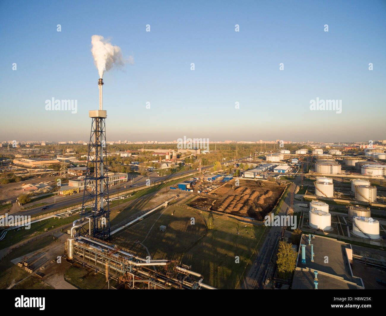 View of large oil refinery Stock Photo - Alamy