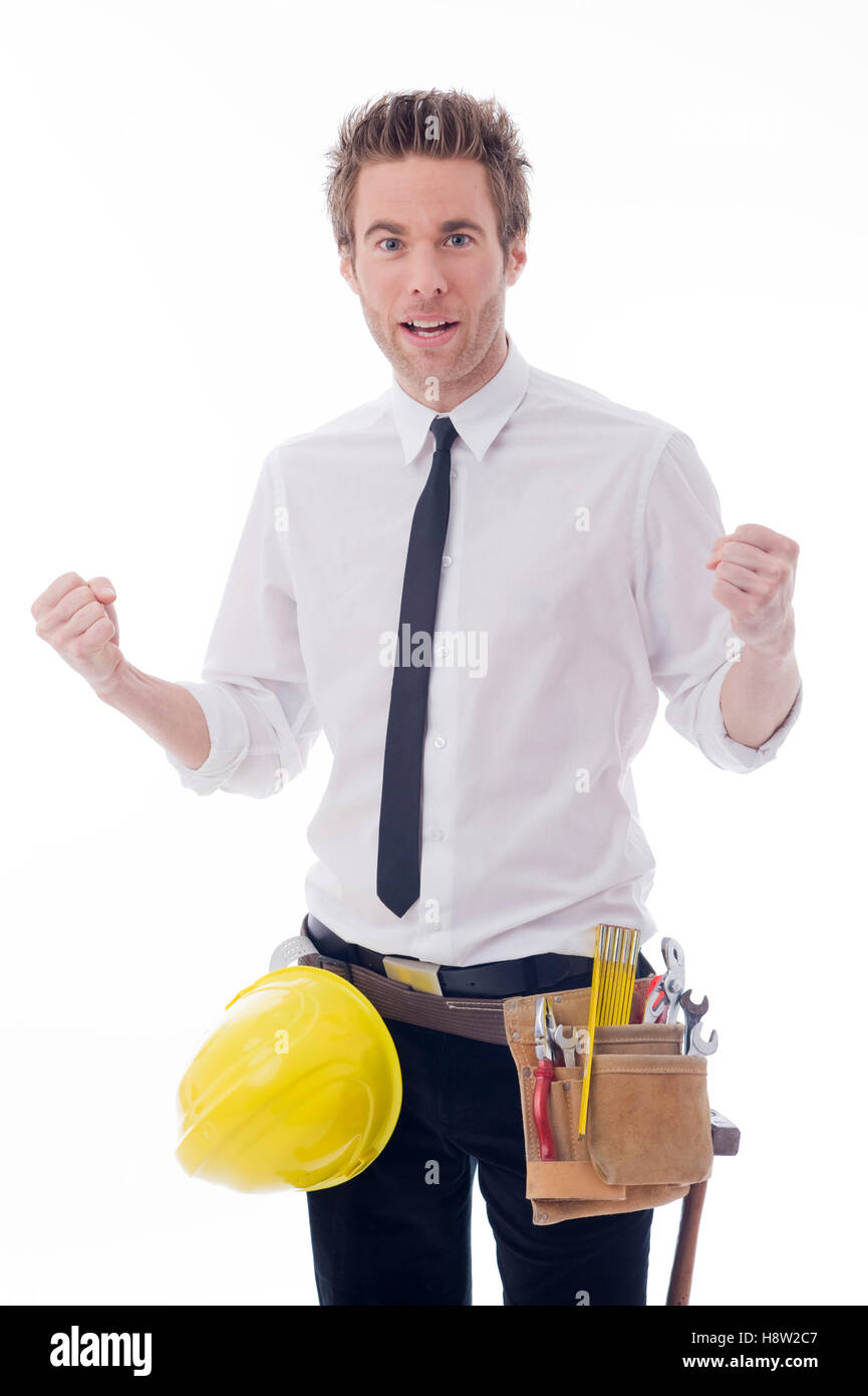Businessman with tools Stock Photo - Alamy