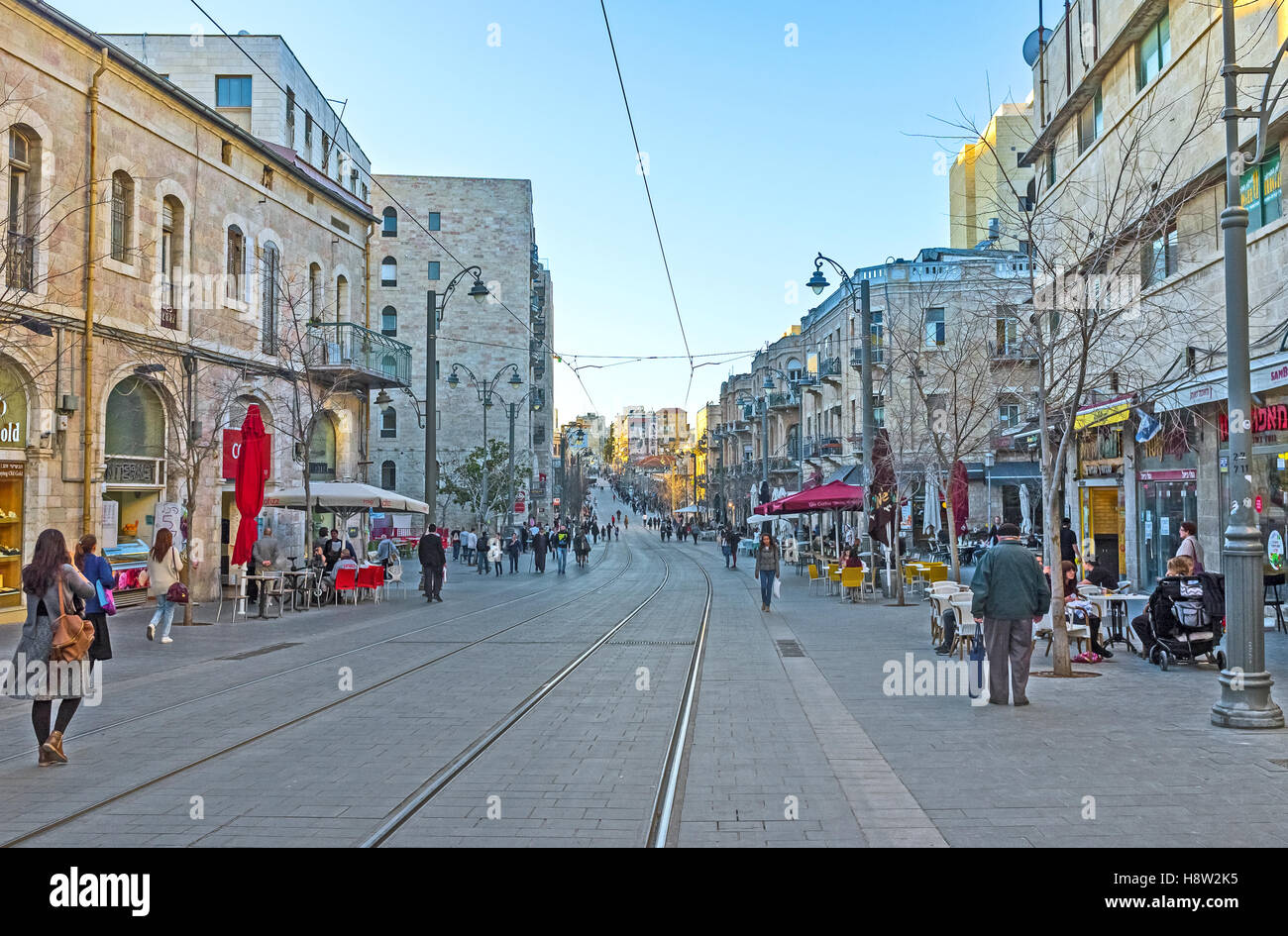 Jaffa Road is one of the major shopping streets in city Stock Photo - Alamy
